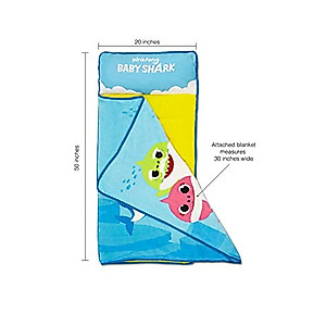 Baby Shark Toddler Nap-Mat - Includes Pillow and Fleece Blanket – Great for Boys and Girls Napping at Daycare, Preschool, Or Kindergarten - Fits Sleeping Toddlers and Young Children