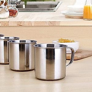 Stainless Steel Coffee Cup with Handle 6 Pcs Camping Cup 4oz Stainless Steel Espresso Cups 2.362.17Inch Metal Shot Glasses Tea Mug Cup Tea Party Great for Outdoor Events Picnics Party