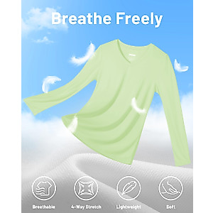 MAGCOMSEN Womens UPF 50+ Sun Protection Shirt Long Sleeve UV Shirt Lightweight Quick Dry Hiking Outdoor Pale Green, M