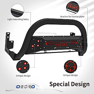 oEdRo Paintable Bull Bar Fits 2016-2023 Toyota Tacoma, Truck Brush Guard, Front Bumper Push Bar w/Grille Skid Plate Light Mount