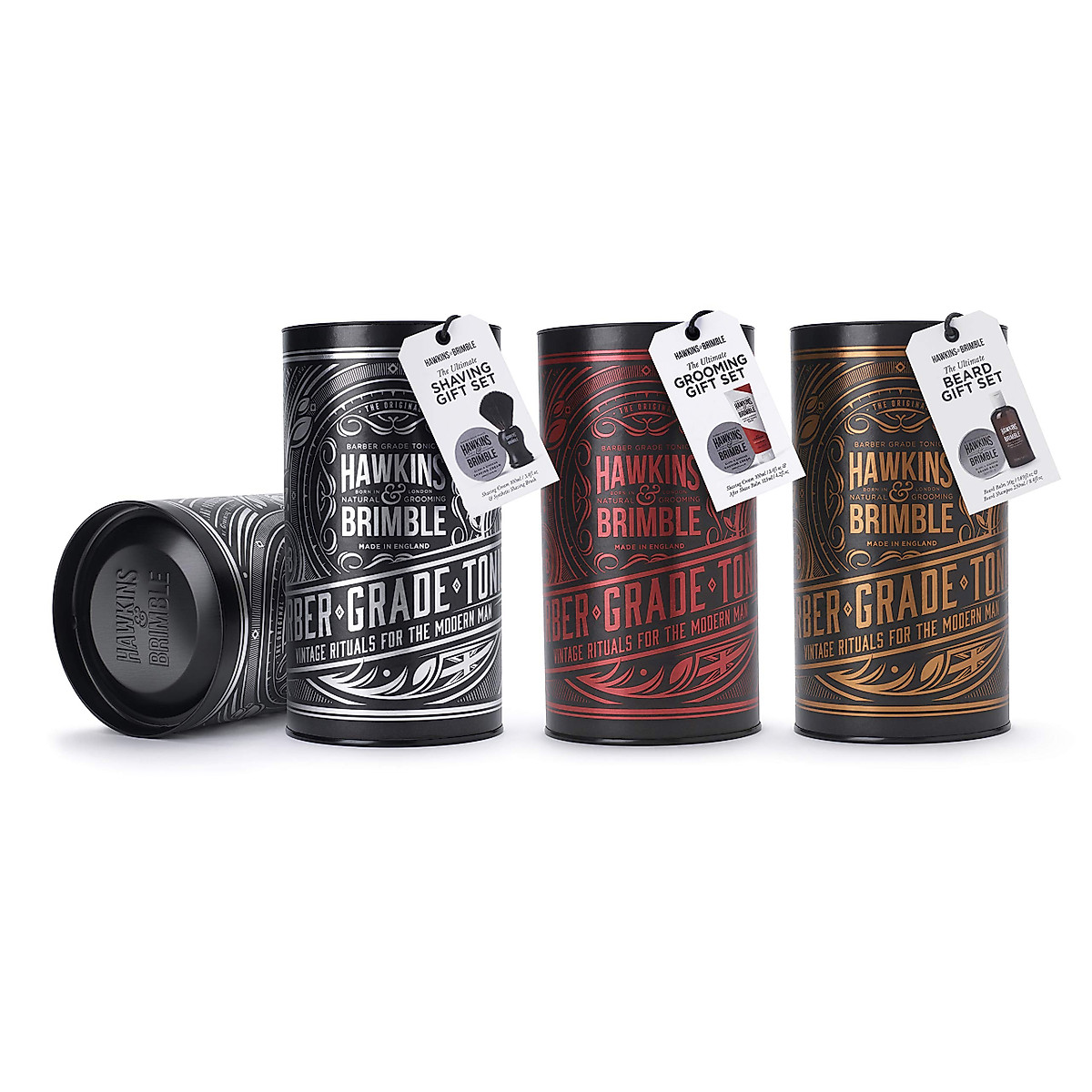 Hawkins & Brimble Premium Grooming Gift Set - Shave Cream & Aftershave Balm | Good Lather and Post Shave Moisturiser (Red)