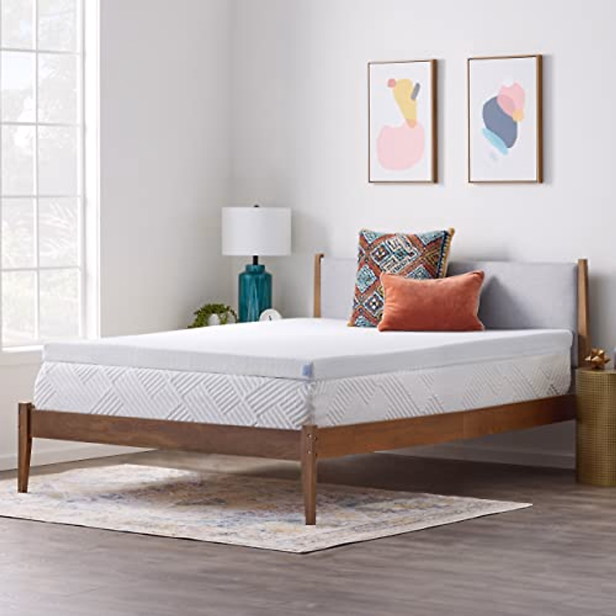 Linenspa 3 Inch Memory Foam Mattress Topper, Gel Infused RV Queen Mattress Topper with Cover, CertiPUR-US Certified