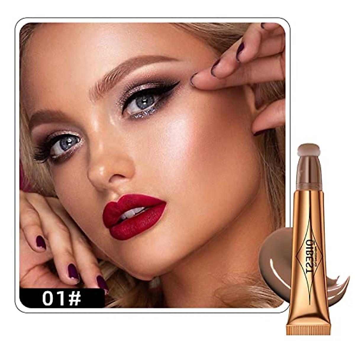 Petansy Contour Beauty Wand, Liquid Face Concealer Contouring and Highlighter with Cushion Applicator, Shading Bronzer Stick Natural Matte Finish, Lightweight Blendable Super Silky Cream Contour Stick