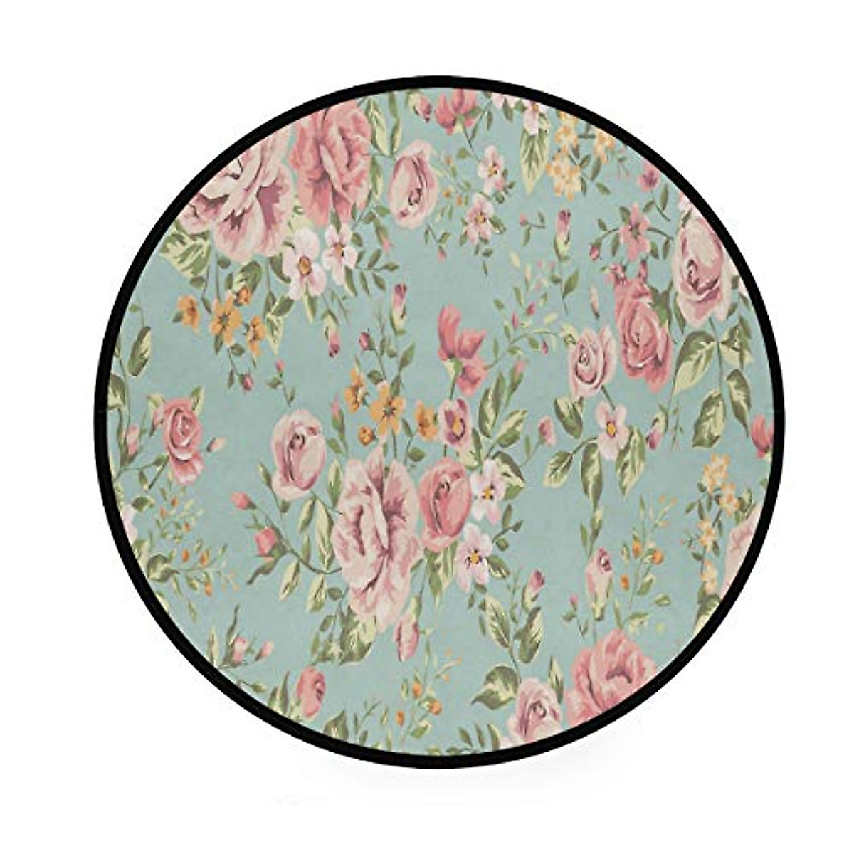 ALAZA Flower Classic Vintage Round Area Rug for Living Room Bedroom 3' Diameter(92 cm)