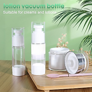 Airless Pump Jar, Vacuum Cream Jar Airless Pump Bottles Vacuum Bottle Portable Lotion Dispenser, Empty Refillable Travel Containers for Toiletries Face Cream Pot for Makeup Essence Moisturize