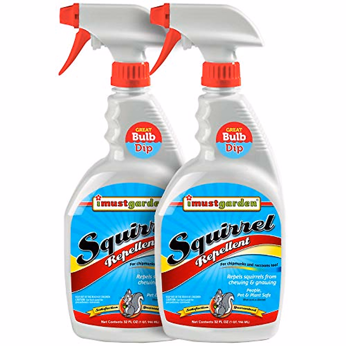 I Must Garden Squirrel Repellent [2 Pack] - Protects Vehicles, Plants, Decking, Furniture - 32oz Ready to Use