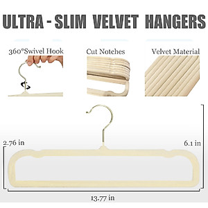 Gold Velvet Hangers 20 Pack,Velvet Pants Hangers with Gold Hook,Non-Slip Gold Velvet Hangers,Space Saving Slim Hangers 13.77inch