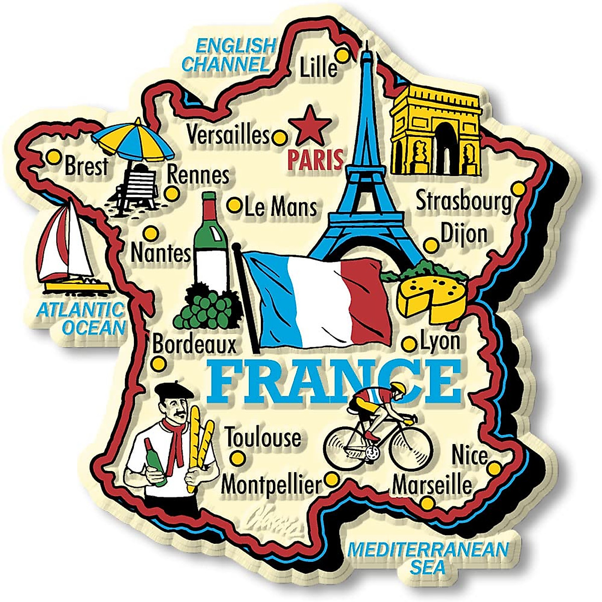 France Jumbo Country Map Magnet by Classic Magnets, Collectible Souvenirs Made in The USA