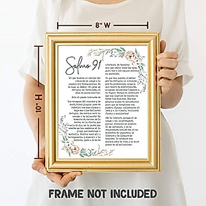 Salmo 91 En Espanol Wall Decor - Psalm 91 Cuadro - Christian Wall Decor In Spanish - 8x10 - Unframed