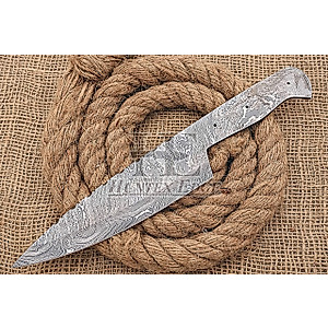 HUNTEX Unique Custom Handmade Hand-Forged Twist Pattern Damascus Steel 12 Inch Long Full Tang Razor Sharp Hunting Kitchen Blank Blade Knife