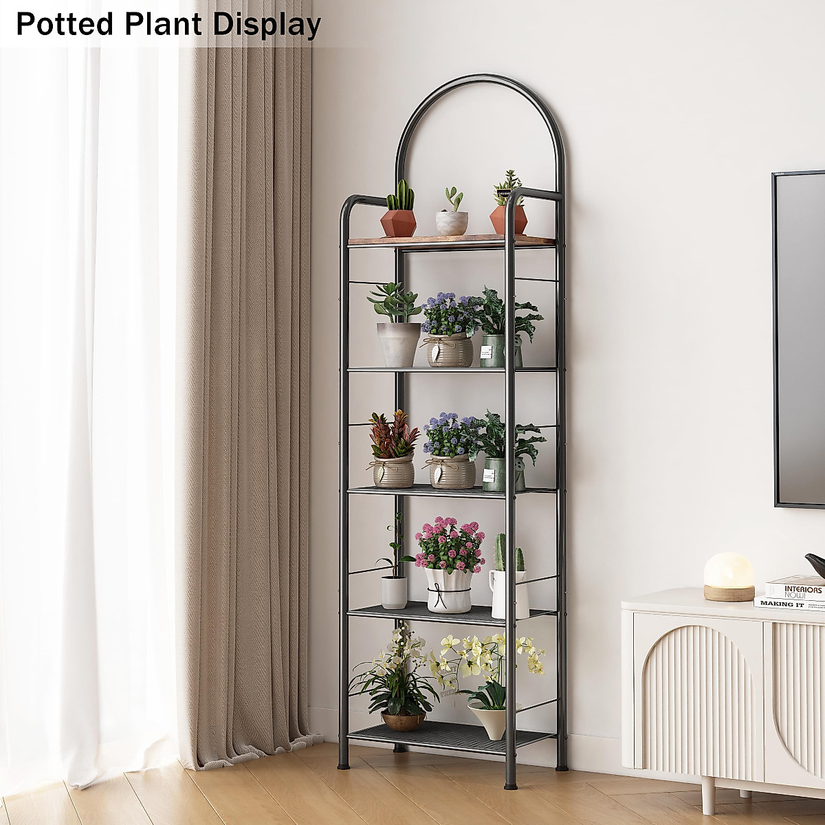 COVAOQD Book Shelf 5 Tier Slim Bookshelf Standing Shelf Slim Shelving Unit for Bedroom, Bathroom, Home Office