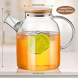 Nevfiro Glass Teapot with Removable Infuser, 1800ml/61OZ Tea Pot Stovetop Safe for Loose Leaf Tea & Blooming Tea, Tea Kettle with Gift Box or Women and Adult