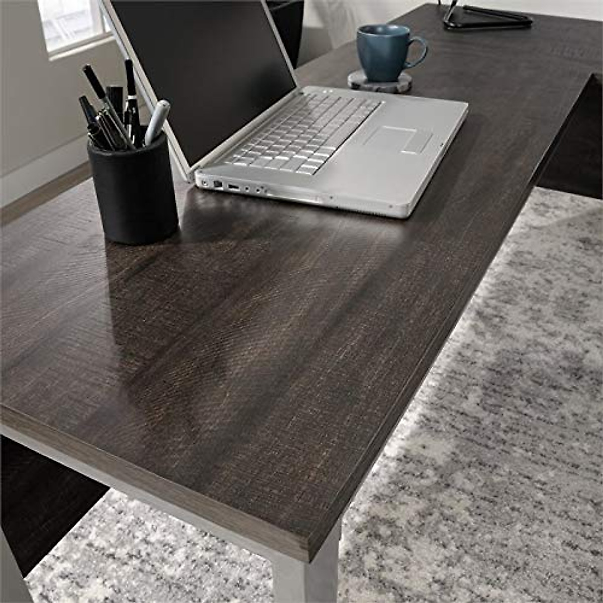 Sauder Rock Glen L-Desk, L: 59.84" x W: 57.32" x H: 29.65", Blade Walnut Finish