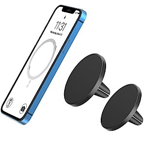 TechMatte for Magsafe Car Mount, Magnetic Air Vent Phone Holder for Car Compatible with iPhone 15 14 13 12 Pro Max Plus Mini & MagSafe Case, Portable Electronic Device Mount (2 Pieces, Black)