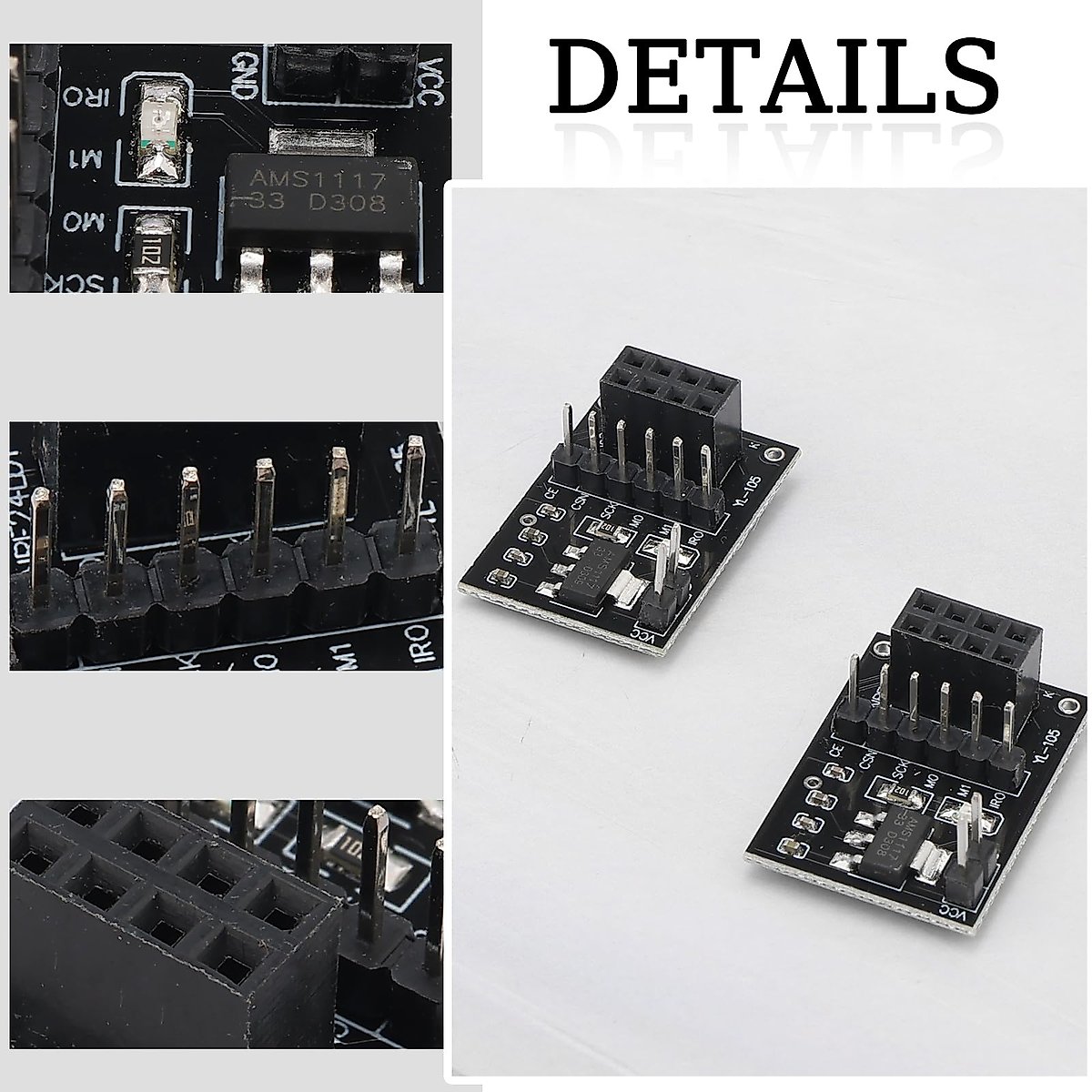 Black Socket Adapter Board for 8PIN NRF24L01 Wireless Module Pack of 5