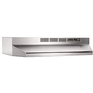 Broan-NuTone 413604 Non-Ducted Ductless Range Hood Insert with Light, Exhaust Fan for Under Cabinet, 36-Inch, Stainless Steel
