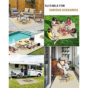 JasmineM Autumn Leaf Thanksgiving Outdoor Rug Mats, Waterproof Outdoor Plastic Straw Rug 4'x6' for Patio, Fall Retro Indoor Outdoor Area Rug for Front Door, Deck, Picnic, Porch, Balcony