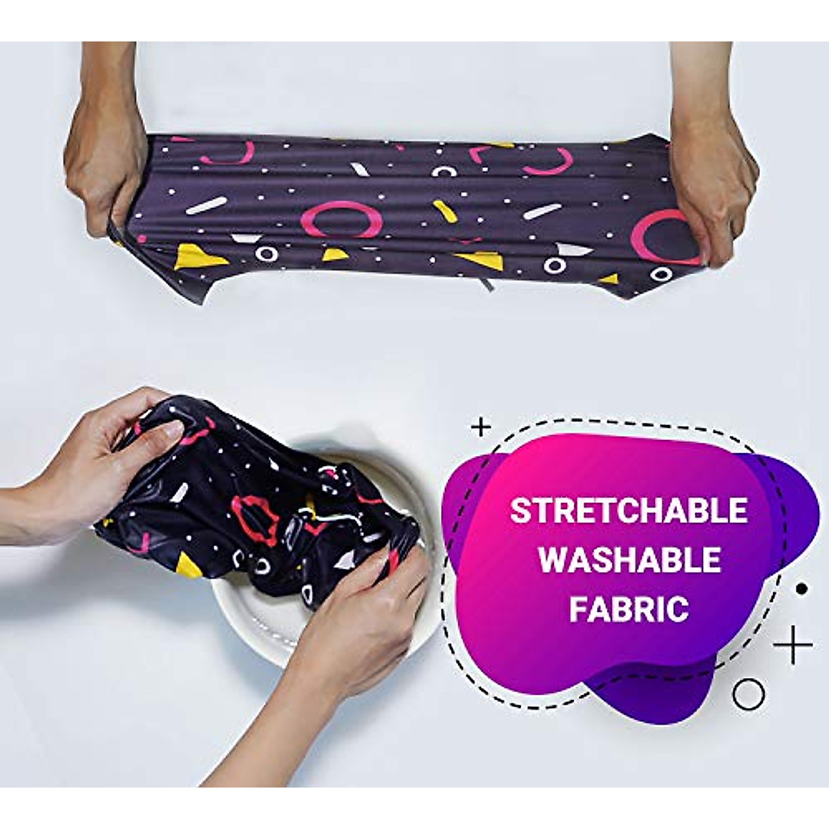 4 Pack Premium Book Covers for Hardcover, Book Covers Stretchable Up to 9x12, Unique Pattern Book Covers for Textbooks, Fabric Cloth Ideal for Comic Book Sleeve, Jumbo Book Socks, Textbook Holder