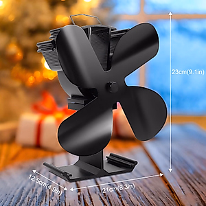 4-Blade Heat Powered Stove Fan for Wood / Log Burner/Fireplace - Eco Friendly(Black)