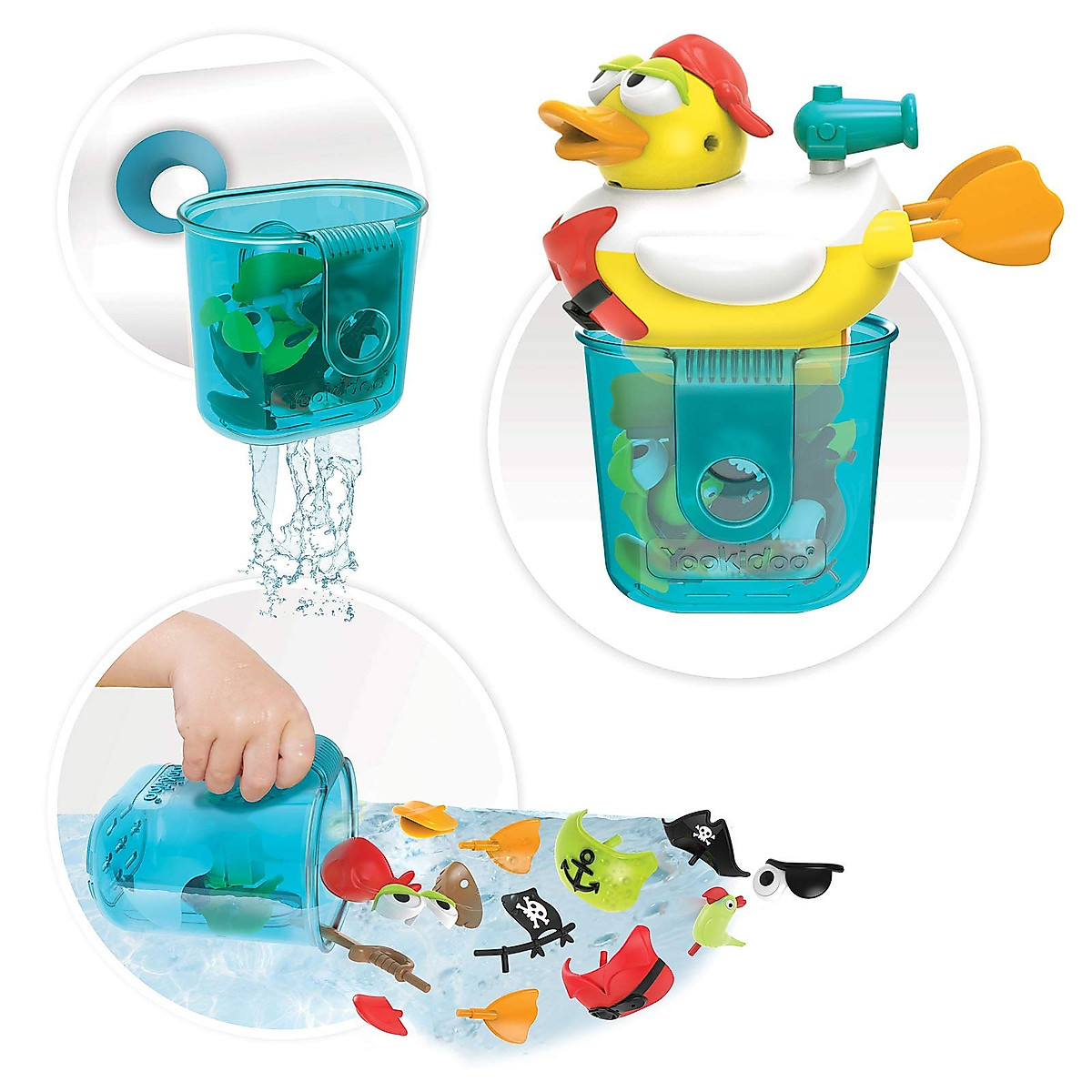 Yookidoo Jet Duck Pirate Bath Toy with Powered Water Cannon Shooter - Sensory Development & Bath Time Fun for Kids - Ages 2+