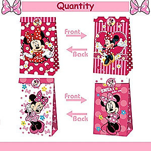 12 PCS Mouse Party Bags with Stickers, Mouse Gift Paper Bags, Party Gift Goody Treat Candy Bags for Mouse Party Themed Birthday Decorations