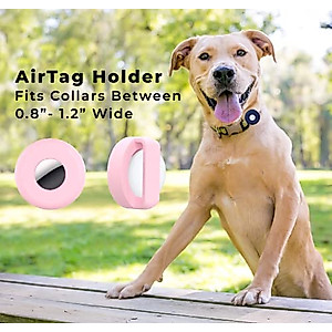 Airtag Dog Collar Holder (2-Pack) Easy to Clean Silicone, Anti-Lost GPS Air Tag Case, Compatible with Dog Cat Collars as Well as Backpacks and Purses, Shock Proof, Silicone Protective Cas (White/Pink)