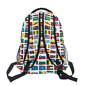 World Flags Backpacks Travel Laptop Daypack School Bags for Teens Men Women
