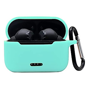 2 Pack Soft Rubber Silicone Protective Case Cover Compatible with TOZO NC2 Earbuds, Protective Skin Sleeve with Keychain (Light Blue+Light Green)