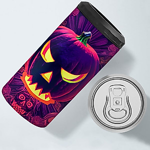 Halloween Insulated Slim Can Cooler - Jack O Lantern Can Cooler - Spooky Insulated Slim Can Cooler