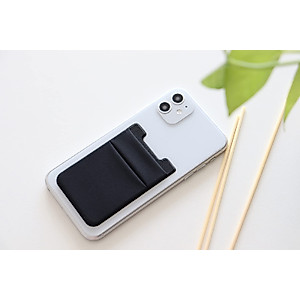 3Pack Cell Phone Card Holder Stick On, Phone Wallet Double Pocket for Back of Phone Case, ID/Credit Cards Wallet Sticker Stretchy Lycra for All Smartphones- Dark Green,Blue Gray,Black