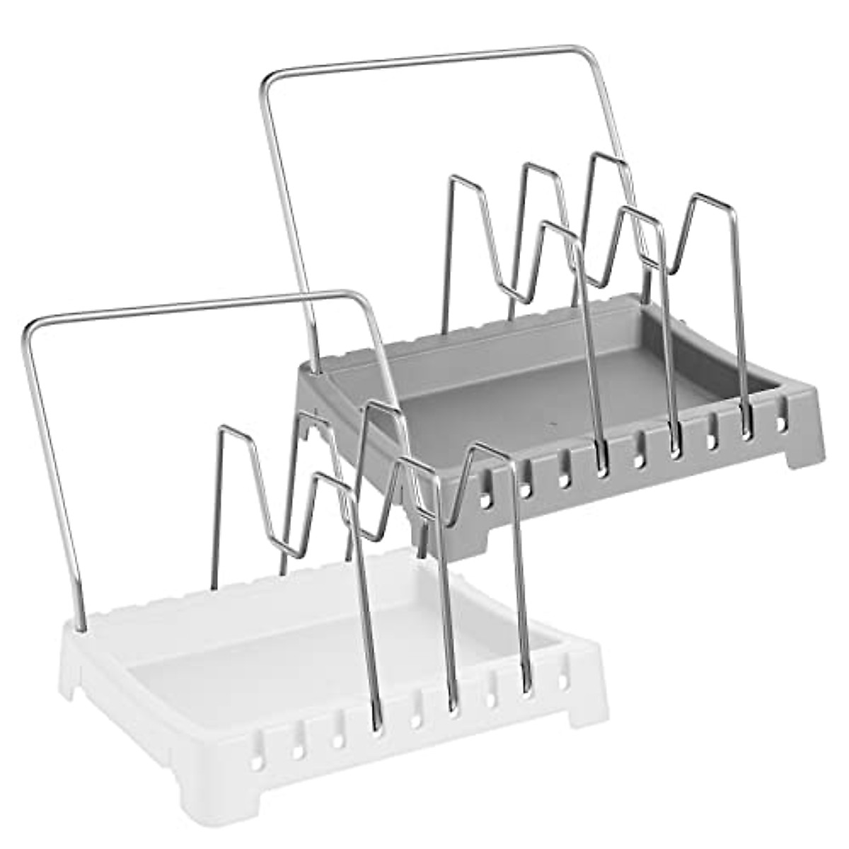Hoement 2pcs Desktop Storage Rack Desktop Stand Metal Stand Wall Mounted Dish Drying Rack Cutting Board Rack Pan Lid Holder Pot Lid Stand Pan Cover Rest Home Supply Cooking Ladle Holder