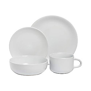 10 Strawberry Street Wazee Matte Coupe Dinnerware Pack of 16, White