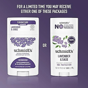 Schmidt's Aluminum-Free Vegan Deodorant Lavender & Sage with 24 Hour Odor Protection, 2 Count for Women and Men, Natural Ingredients, Cruelty-Free, 2.65 oz