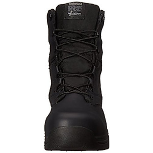 Timberland PRO Men's 8 Inch Valor Comp Toe Waterproof Side Zip Work Boot, Black Smooth Leather Ballistic Nylon, 4.5 W US