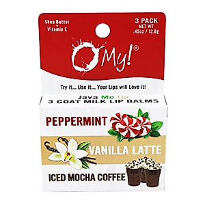 O My! Goat Milk Lip Balm - 3 Pack | Shea Butter and Vitamin E | Free of Parabens & More | Handcrafted in USA