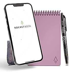Rocketbook Smart Reusable Notebook - Dot-Grid Eco-Friendly Notebook with 1 Pilot Frixion Pen & 1 Microfiber Cloth Included - Pink Sky Cover, Mini Size (3.5" x 5.5")