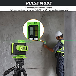 Laser Level Self-leveling Huepar 4x360 Green Cross Line Floor Laser Tool with Remote Control -2 x 360 Horizontal/Vertical Lines Nivel láser with Rechargeable Li-ion Battery & magnetic Bracket-904DG