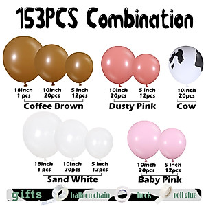 Dusty Pink Cow Balloon Arch Garland Kit – Dusty Pink, Light Pink, Brown, Sand White and Cow Print Balloons for Baby Shower, Birthday, Farm, Western, and Cowboy Theme Party Decoration