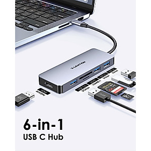 LENTION USB C Hub with 4K HDMI, 3 USB 3.0, SD/Micro SD Card Reader Compatible 2023-2016 MacBook Pro, New Mac Air/Surface, Stable Driver Certified Multi-Port Adapter (CB-C18, Space Gray)