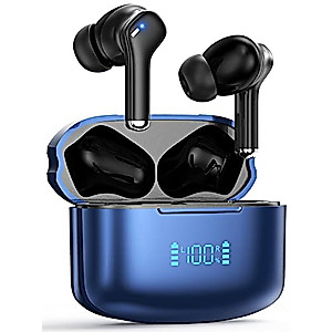 YHT Bluetooth 5.2 Wireless Earbuds, Clear Call Noise Cancelling with 4 Microphones Wireless in Ear Headphones, LED Power Display HiFi Stereo Sound Earphones Compatible for iPhone Android, Blue
