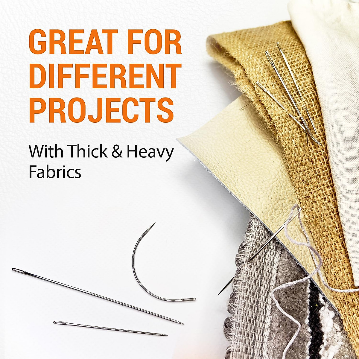 VONEEDL Heavy Duty Hand Sewing Needles Set - 26 Straight and Curved Hand Sewing Needles for Upholstery, Leather, Carpet, Canvas Repair and Sail Crafts