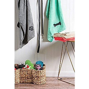 Bone Dry Pet Grooming Towel Collection Absorbent Microfiber X-Large, 41x23.5", Embroidered Taupe