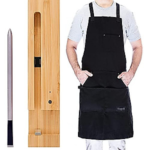 New MEATER Plus 165ft Long Range Smart Wireless Meat Thermometer for The Oven Grill Kitchen BBQ Smoker Rotisserie with Bluetooth and WiFi Digital Connectivity Bundled with HogoR Apron