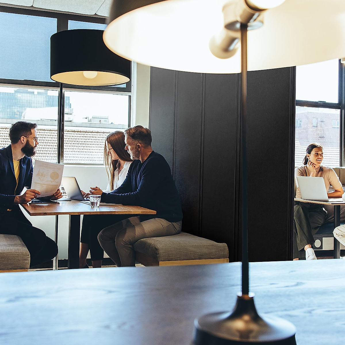 Strongbird Folding Room Partition, Office Partition Dividers, Privacy Divider Wall, Office Divides, 10'6"W x 6'7"H,Black