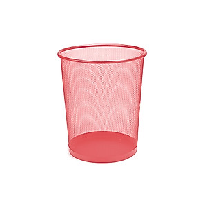 Mind Reader Mesh Trash Can, 16.65L (4.4 gal), Waste Paper Basket, Round, Office, Metal Mesh, 11.5" L x 11.5" W x 13.75" H, Red