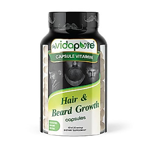 MYVIDAPURE Beard Growth + Men’s Skin & Nails – 5,000mcg Biotin – Vitamin C, D & B-Complex –Hydrolyzed Collagen Veggie Capsules – Non-GMO – Gluten-Free