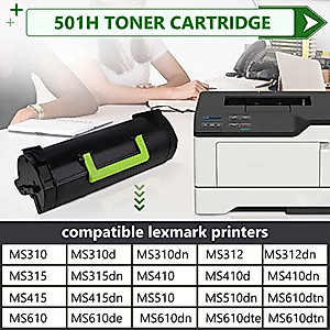 501H 50F1H00 Toner Cartridge Compatible with lexmark MS310 MS310dn MS312 MS312dn MS315 MS315dn MS410 MS410dn MS415 MS415dn MS510 MS510dn MS610 MS610dn Printer,5,000 High Yield（Black）
