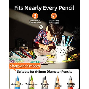 Zmol Electric Pencil Sharpeners,Heavy Duty Classroom Pencil Sharpeners for Colored Pencil,Auto Stop/ 3 Modes to Choose/Super Sharp&Fast/Safe to Kids Automatic Sharpener