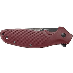 CRKT Shenanigan Maroon Everyday Carry, Plain Edge Blade, Liner Lock, Glass Reinforced Nylon Handle, Pocket Clip K800RKP