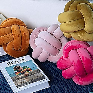 Yefound Navy Blue Knot Ball Pillow Home Decoration Plush Throw Pillow Round Ball Cushion Knotted Pillows for Sofa Car Office Decor, 8inches